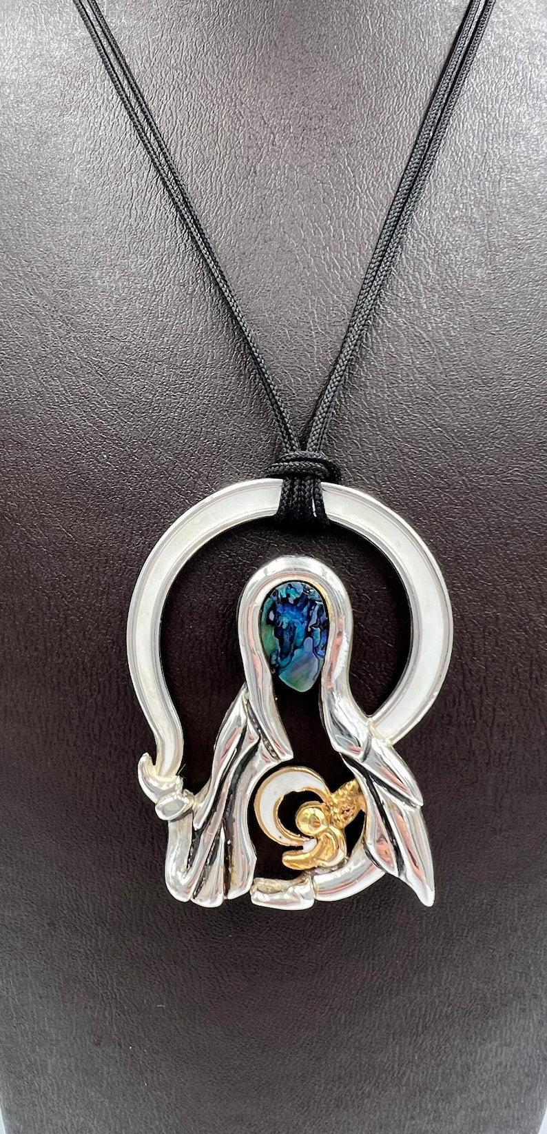 Virgin Mary and Baby Jesus Solid Gold and Sterling Silver Pendant ...