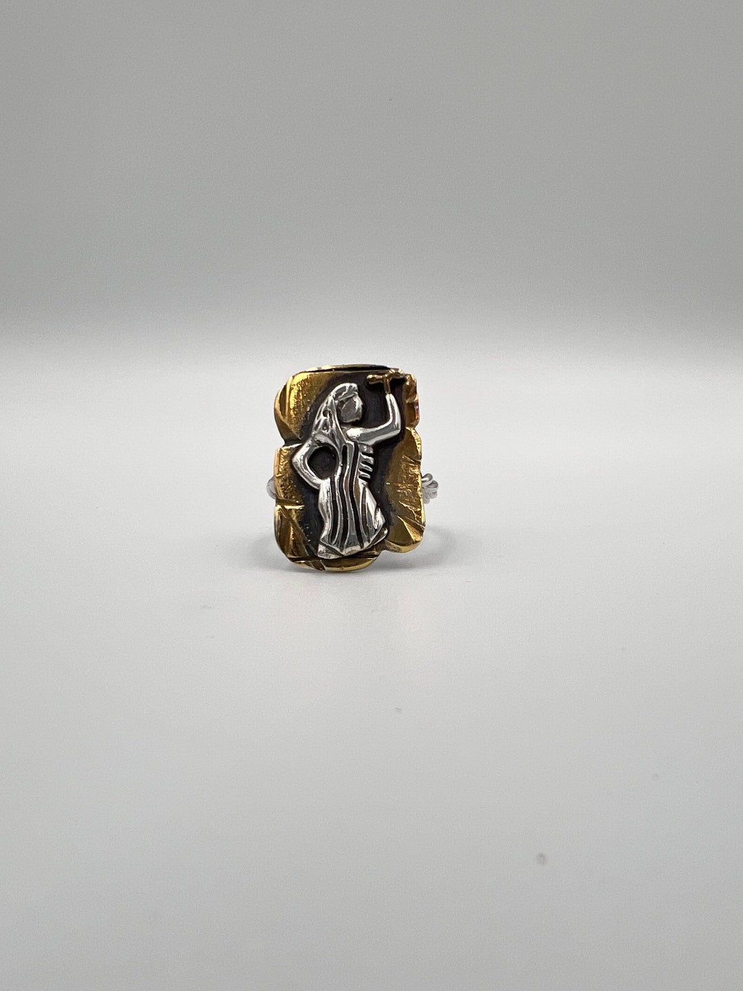 24 K Solid Gold and 925 K Sterling Silver Statement Ring Strong Amazon ...