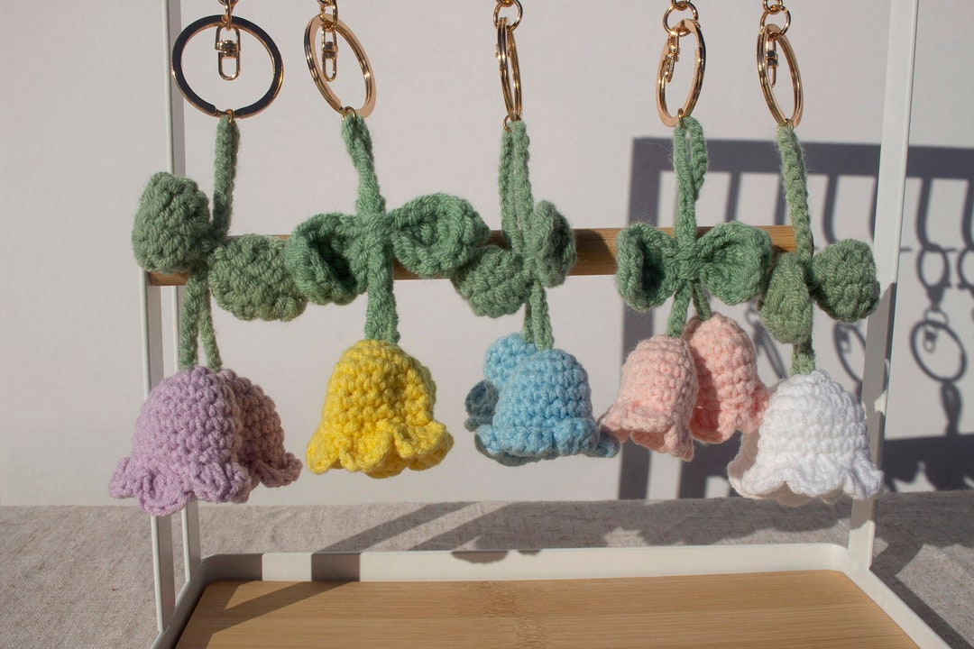 Crochet Bellflower Keychain Handmade Gift for Friend Cute Bag Charm ...