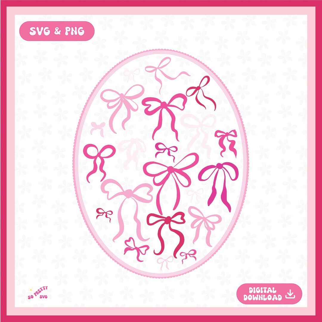 Bows in Frame PNG SVG, Cute Coquette Svg, Bow PNG Design for Shirts ...
