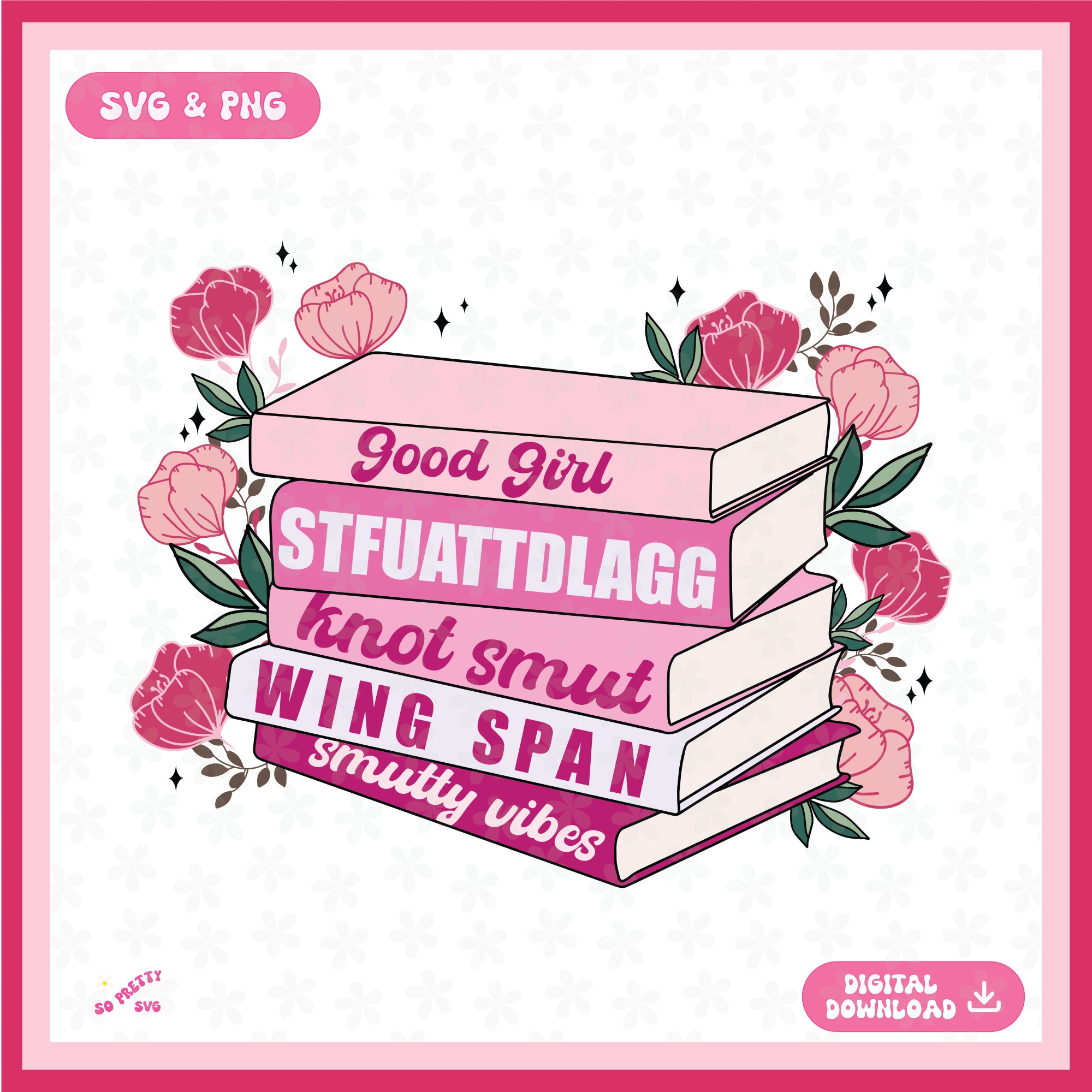 Spicy Book Pile Bookish PNG SVG, Cute Trendy Bookish Design for Shirts ...