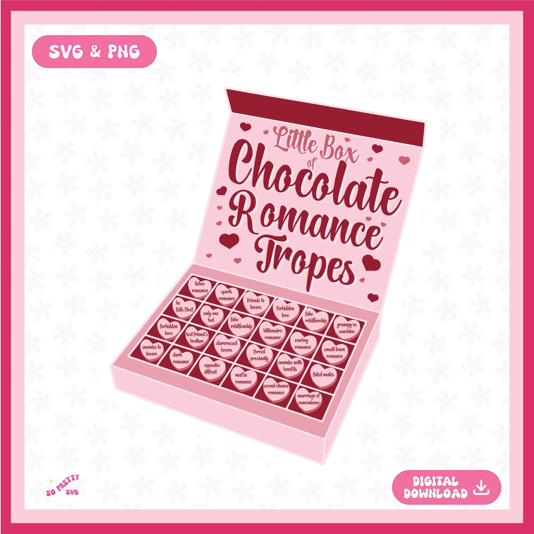 Romance Tropes Bookish SVG Png, Book Nerd Sticker Design (digital ...