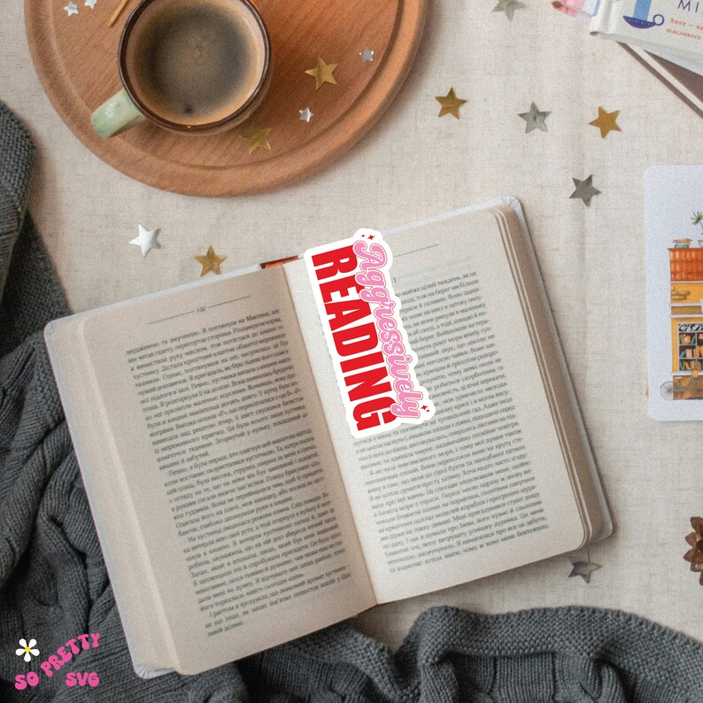 Aggressively Reading Bookish PNG SVG, Bookmark SVG, Cute Trendy Design ...