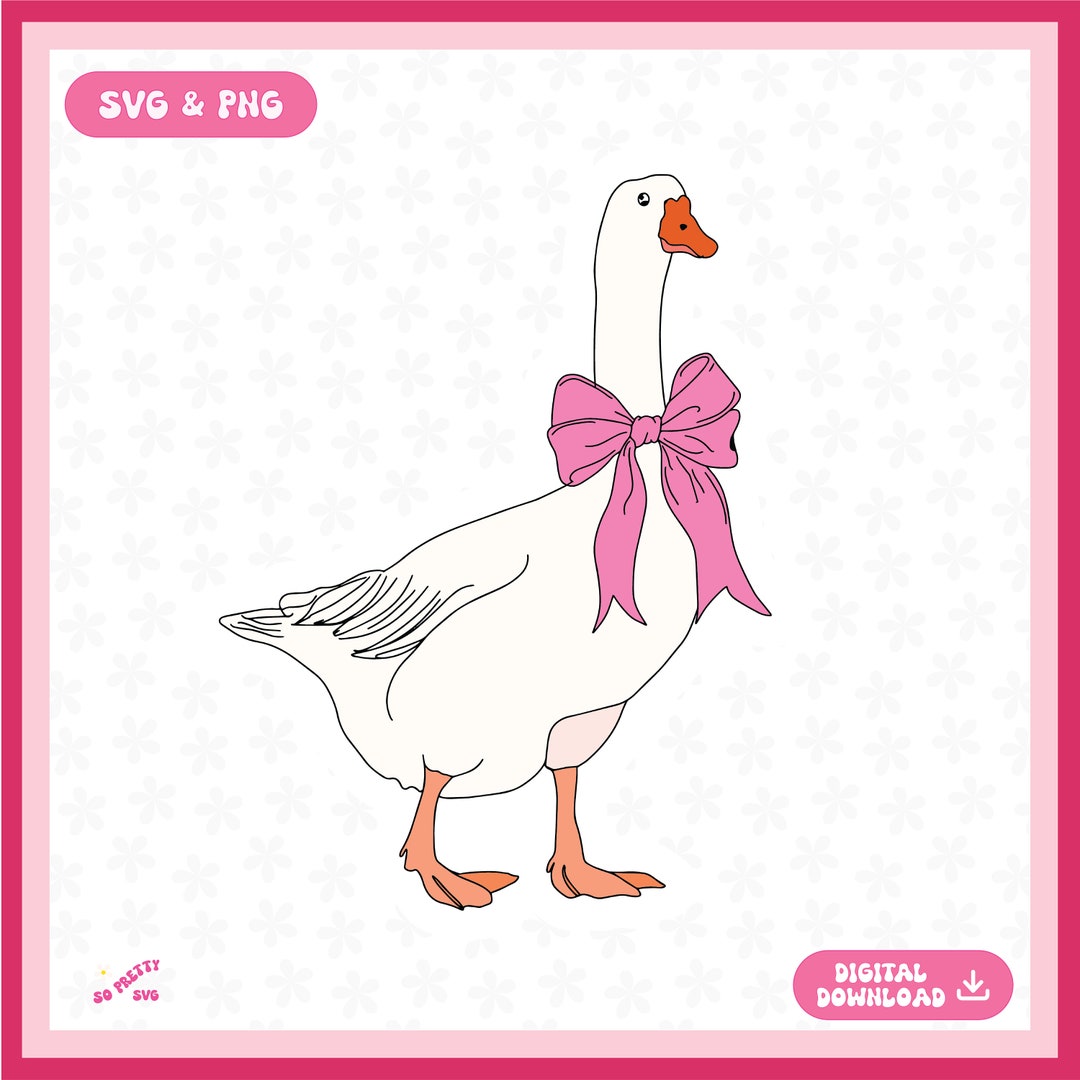 Goose With Pink Bow PNG SVG, Goose SVG, Cute Trendy Pink Bow Spring ...