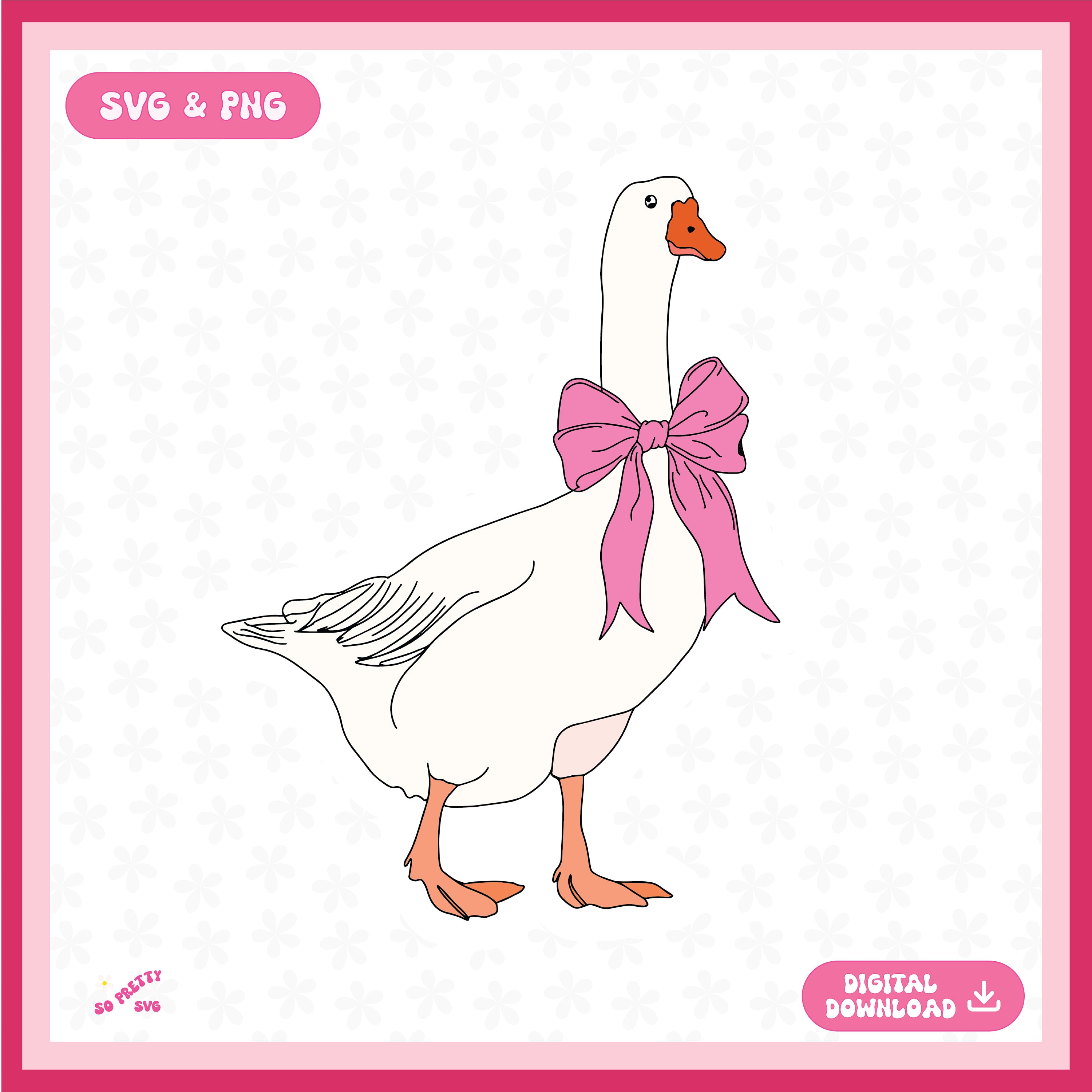 Goose With Pink Bow PNG SVG, Goose SVG, Cute Trendy Pink Bow Spring ...
