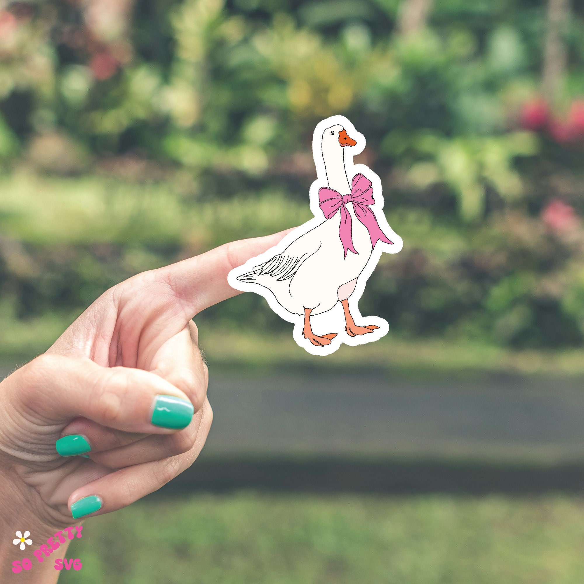 Goose With Pink Bow PNG SVG, Goose SVG, Cute Trendy Pink Bow Spring ...