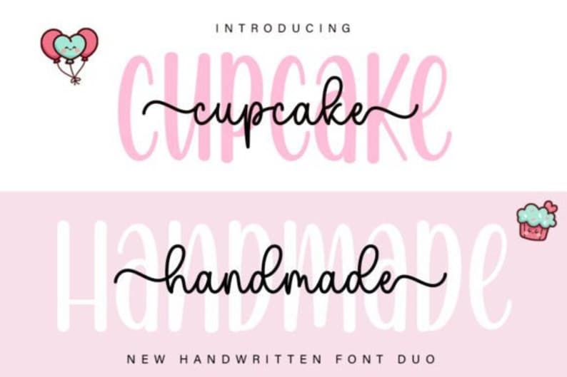 Cupcake Handmade Duo Font - Etsy