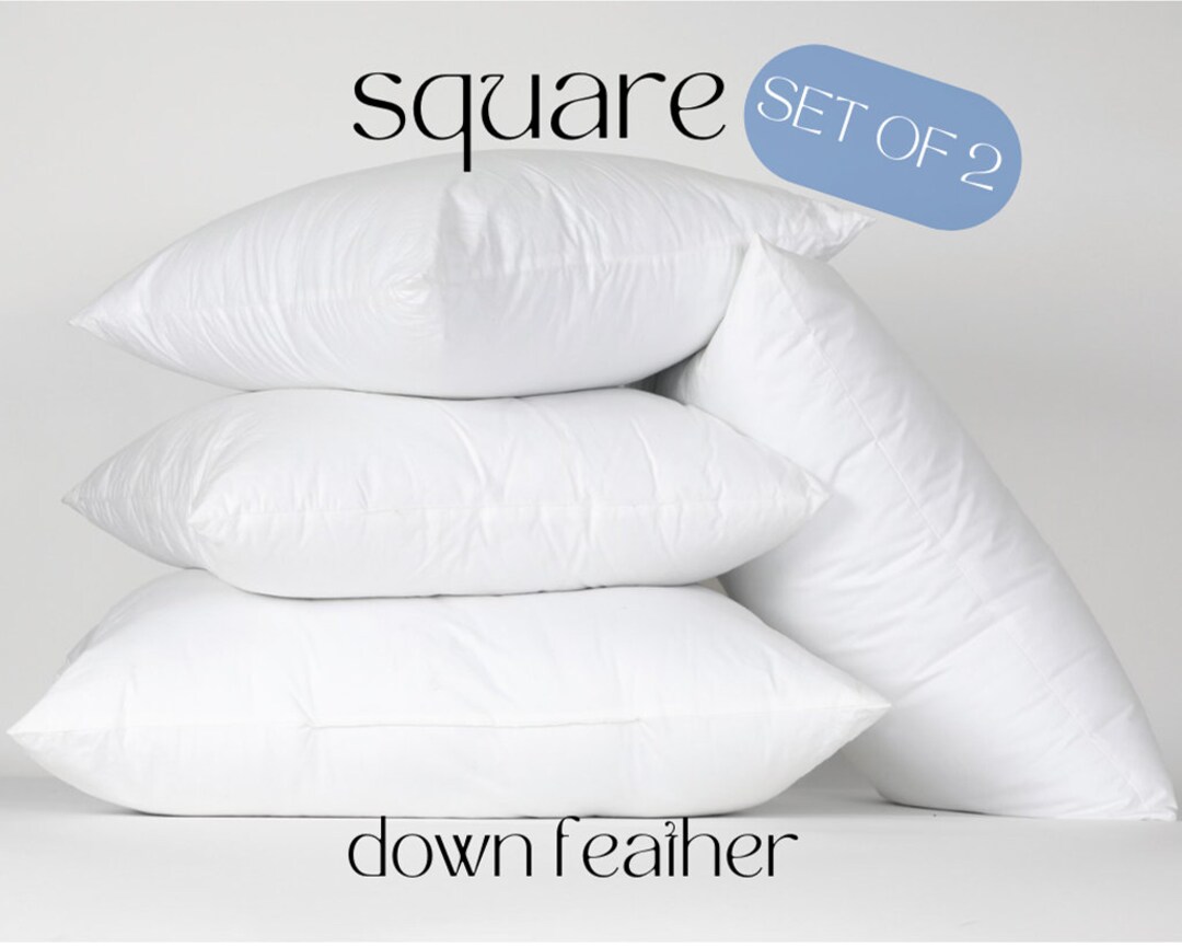 Premium SQUARE Down FEATHER Pillow Insert SET of 2 | 18 X 18 Pillow ...