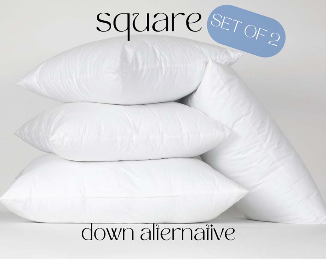 Premium SQUARE Down Alternative Pillow Insert Set of 2 | 18 X 18 Pillow ...