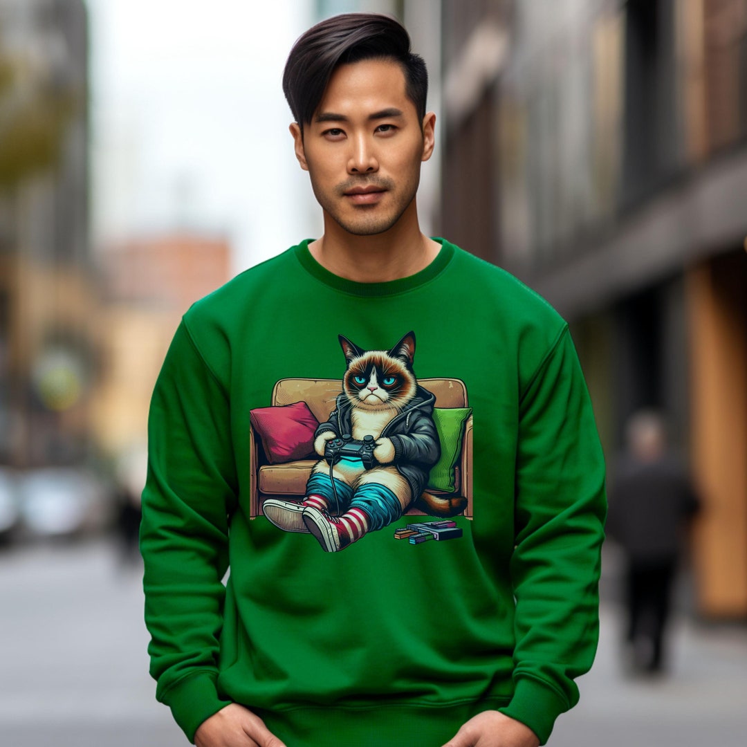 Grumpy Cat Gamer Sweater, Grumpy Cat, Funny Gamer, Gamer Humor, Gift ...