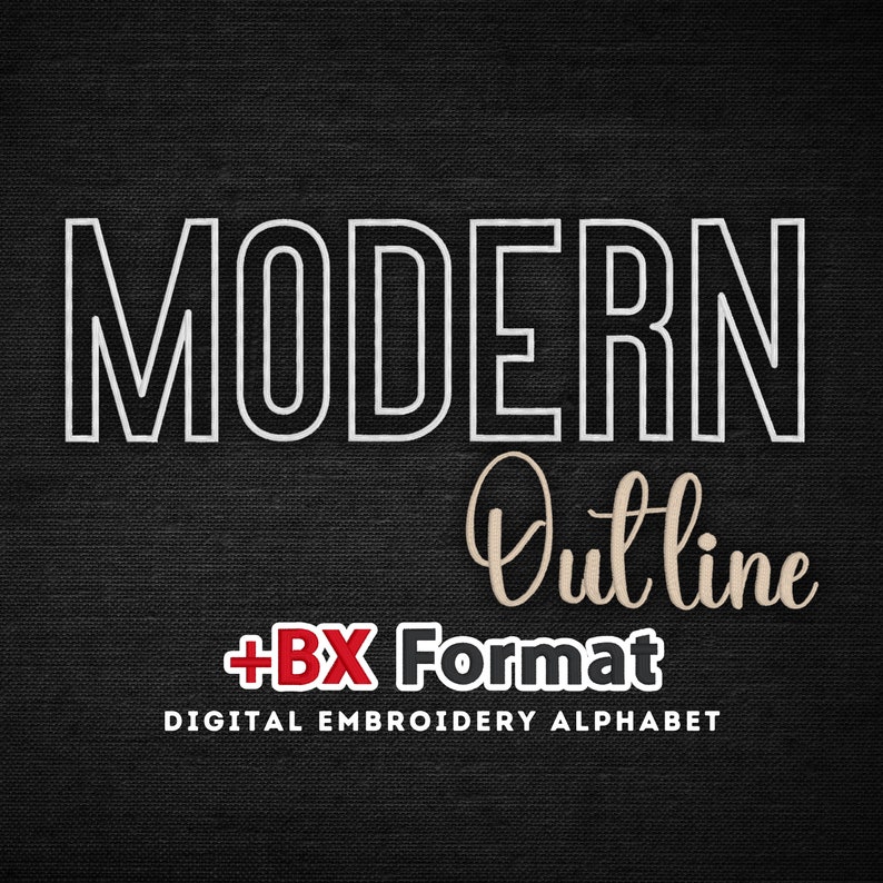 Duo Modern Outline Font Embroidery Alphabet Monogram Sans and Script 7 ...