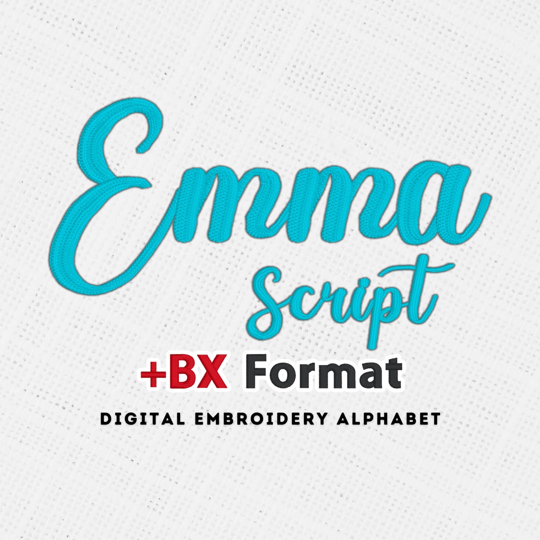 Emma Script Font Embroidery Alphabet | 6 Sizes, Instant Download, BX ...