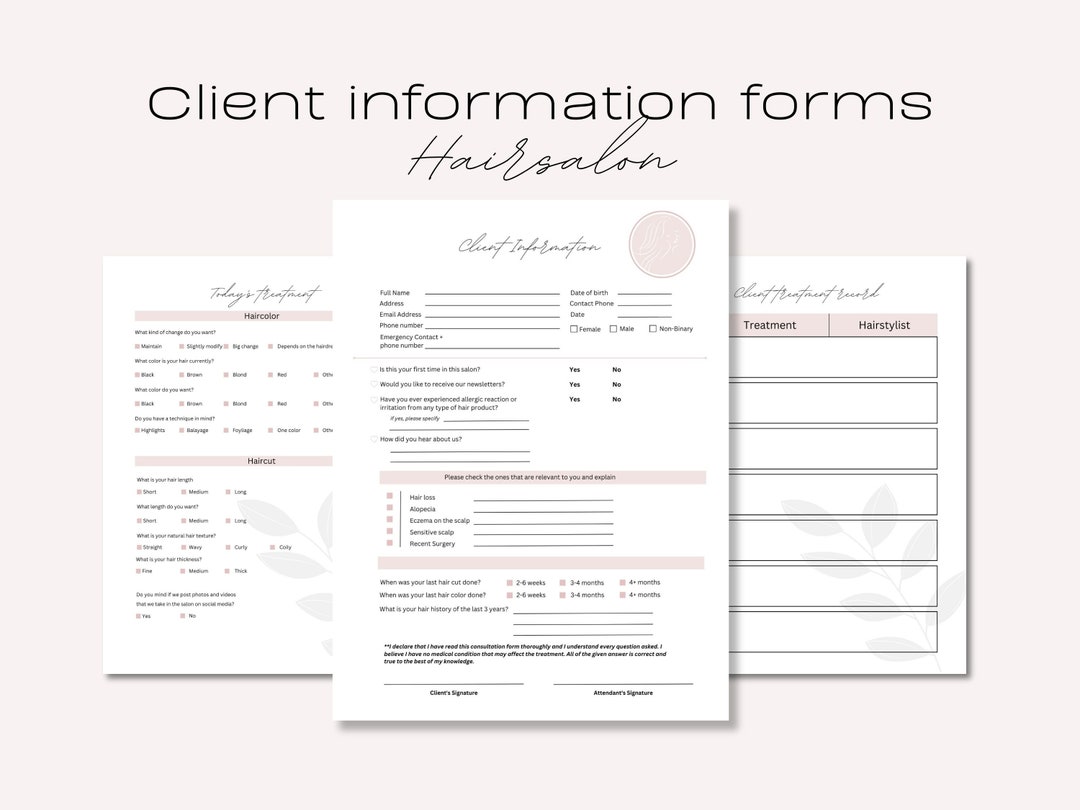 Professional Hairdressing Forms | Hairstylist Contract | Editable ...