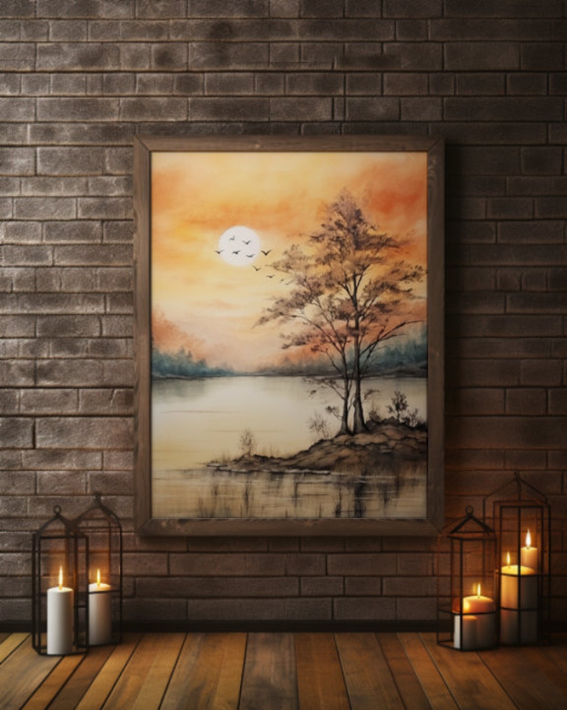 Vintage, Rustic Landscape, Rustic Art, Digital Art, Perfect Gift for ...