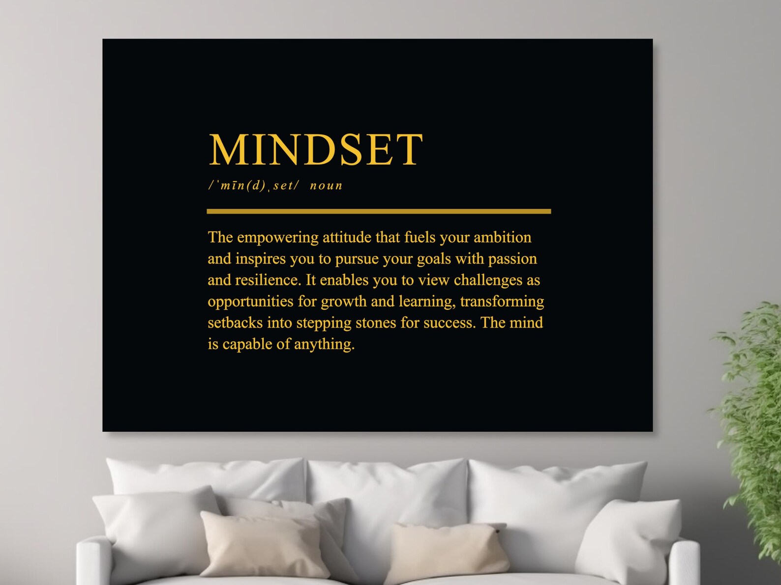 Mindset Definition Noun Inspirational Wall Art Canvas Print Modern ...