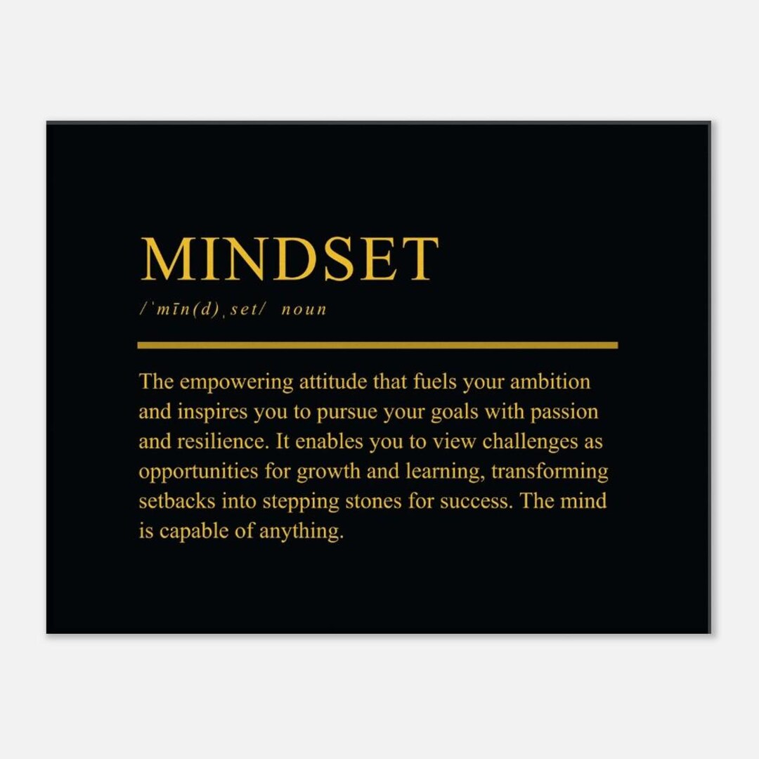 Mindset Definition Noun Inspirational Wall Art Canvas Print Modern ...