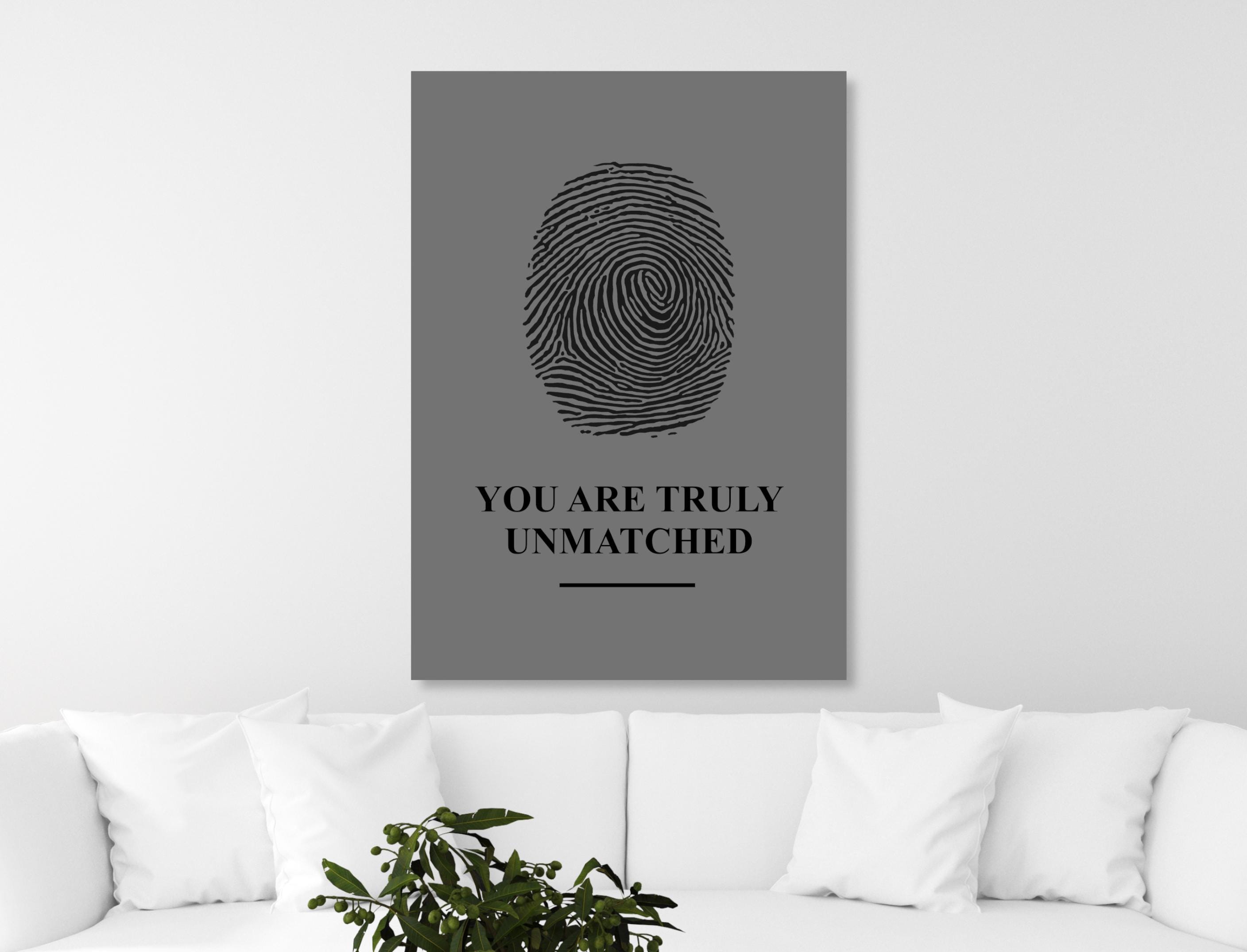 You Are Truly Unmatched Fingerprint Motivational Wall Art Canvas Print ...