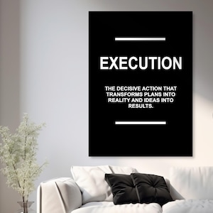 Execution Definition Motivational Wall Art Canvas Modern Office Decor ...