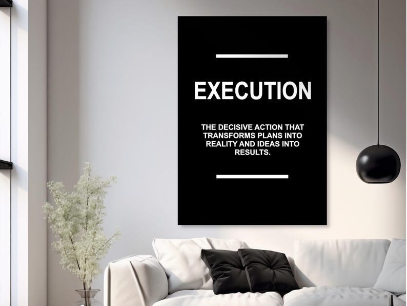 Execution Definition Motivational Wall Art Canvas Modern Office Decor ...