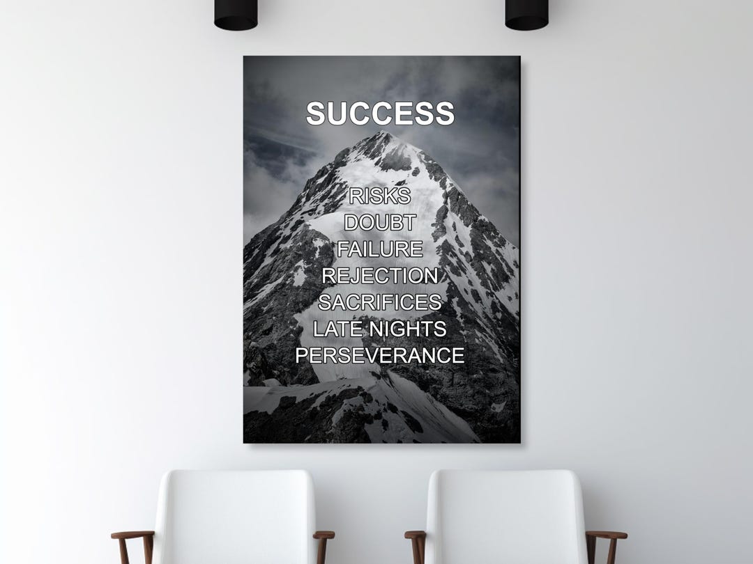Steps to Success Progress up Mountain Motivational Wall Art Canvas ...