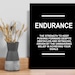 Endurance Definition Motivational Wall Art Canvas Modern Office Decor ...
