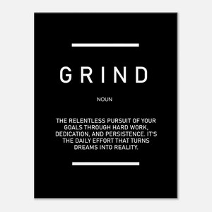 Grind Definition Motivational Wall Art Canvas Modern Office Decor ...