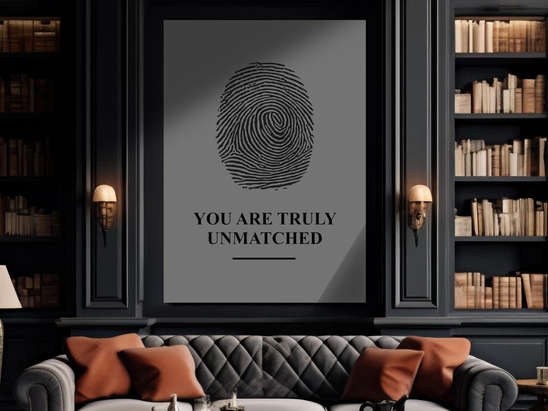 You Are Truly Unmatched Fingerprint Motivational Wall Art Canvas Print ...
