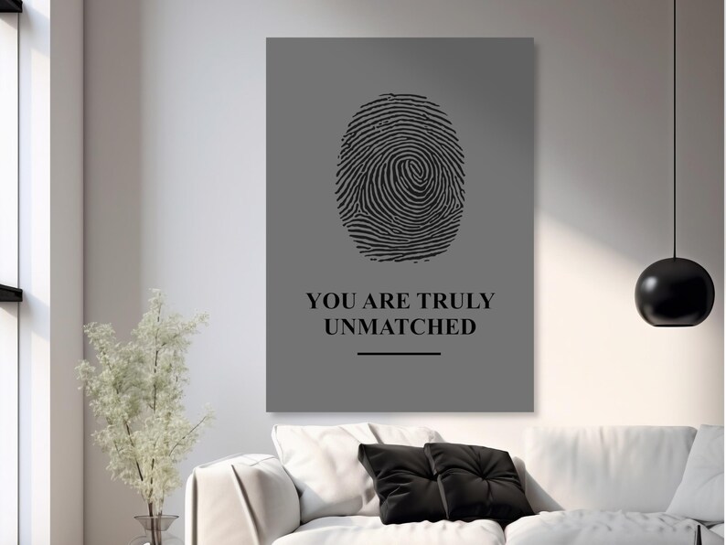 You Are Truly Unmatched Fingerprint Motivational Wall Art Canvas Print ...