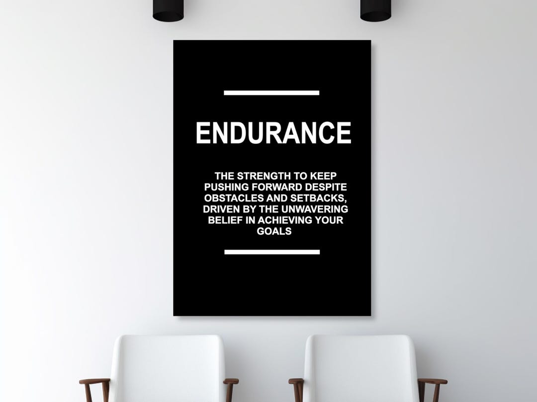 Endurance Definition Motivational Wall Art Canvas Modern Office Decor ...