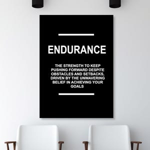 Endurance Definition Motivational Wall Art Canvas Modern Office Decor ...