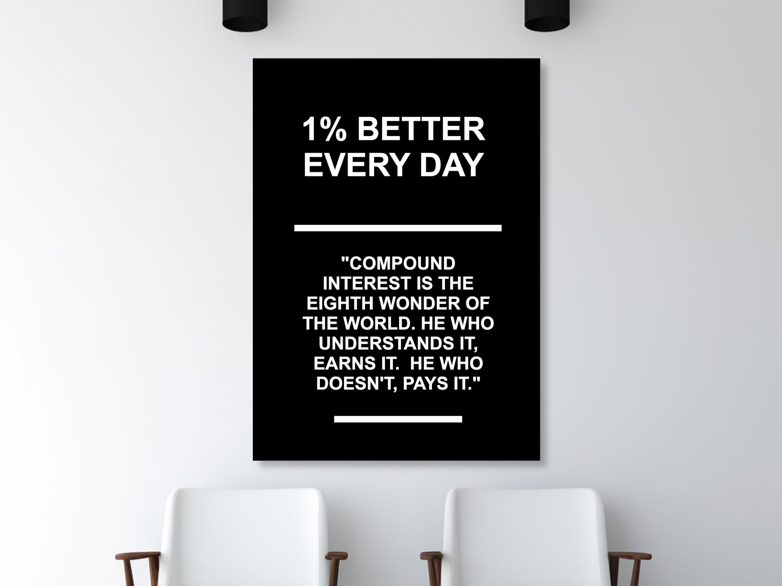 1% Better Every Day Motivational Wall Art Canvas Print Modern Office ...