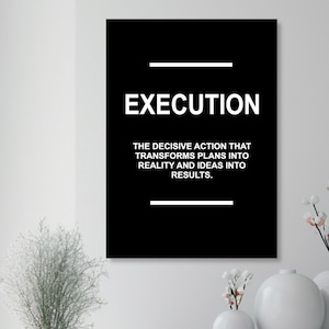 Execution Definition Motivational Wall Art Canvas Modern Office Decor ...