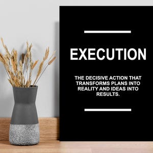 Execution Definition Motivational Wall Art Canvas Modern Office Decor ...