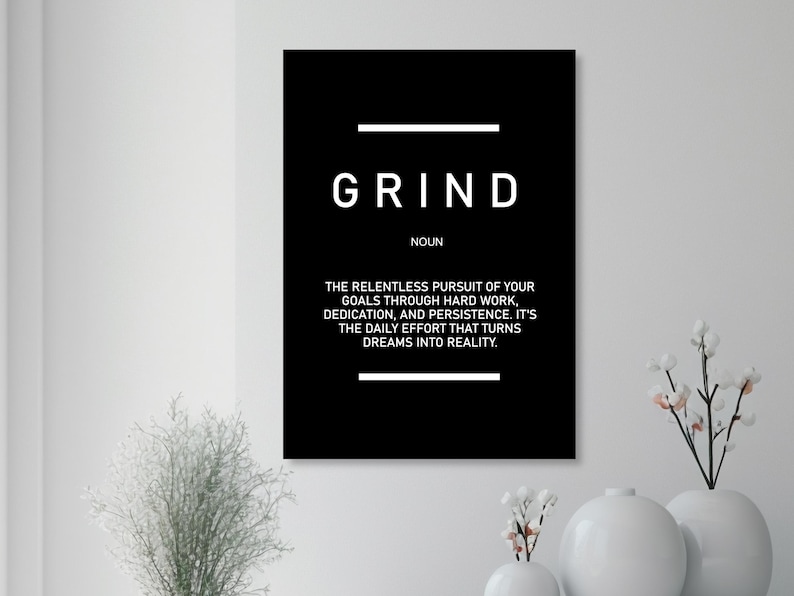 Grind Definition Motivational Wall Art Canvas Modern Office Decor ...