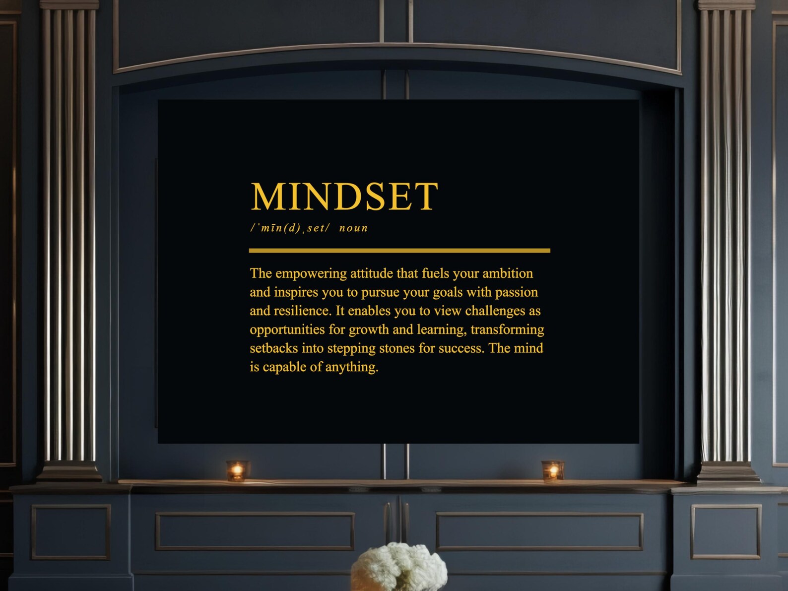Mindset Definition Noun Inspirational Wall Art Canvas Print Modern ...