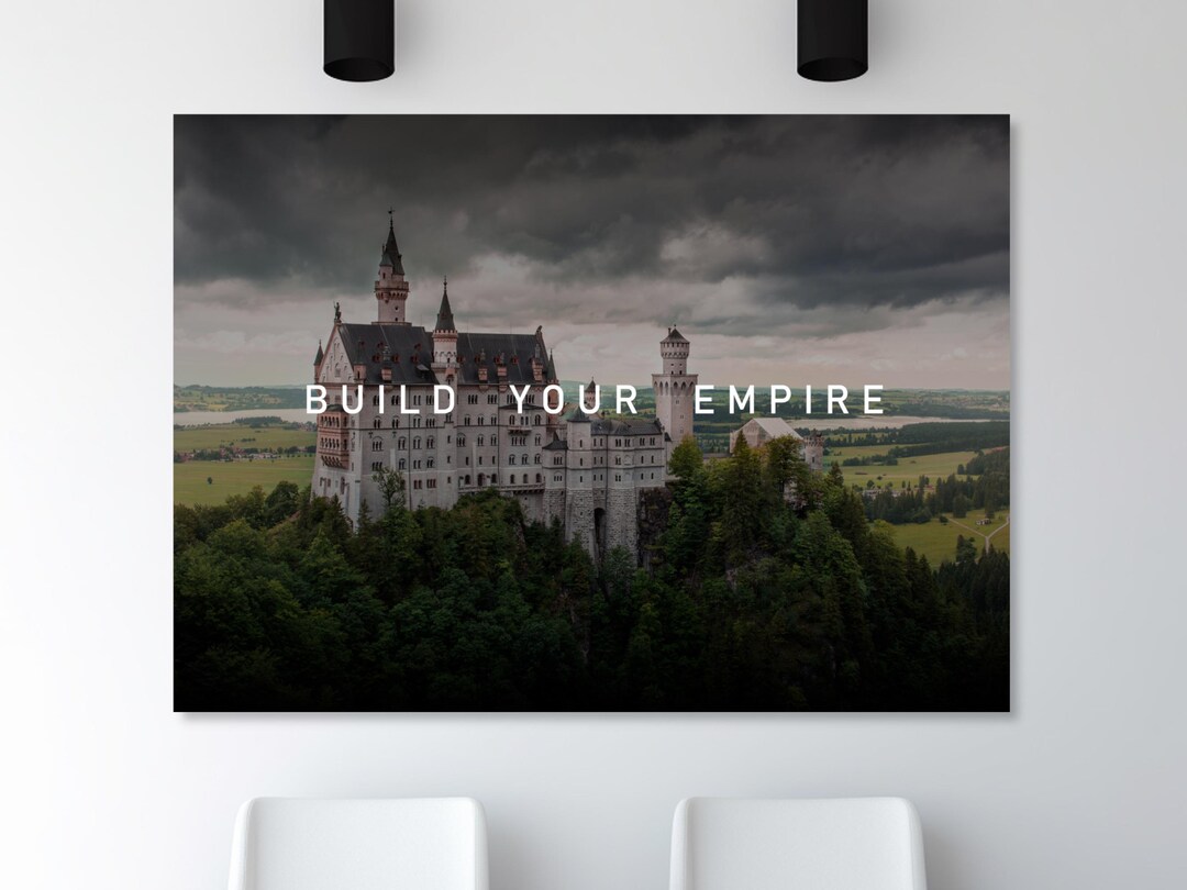 Build Your Empire Inspirational Castle Mansion on Mountain Wall Art ...