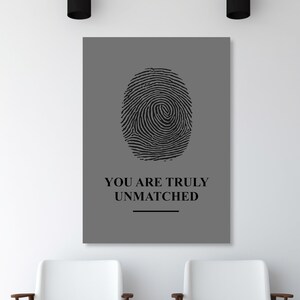 You Are Truly Unmatched Fingerprint Motivational Wall Art Canvas Print ...