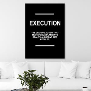 Execution Definition Motivational Wall Art Canvas Modern Office Decor ...