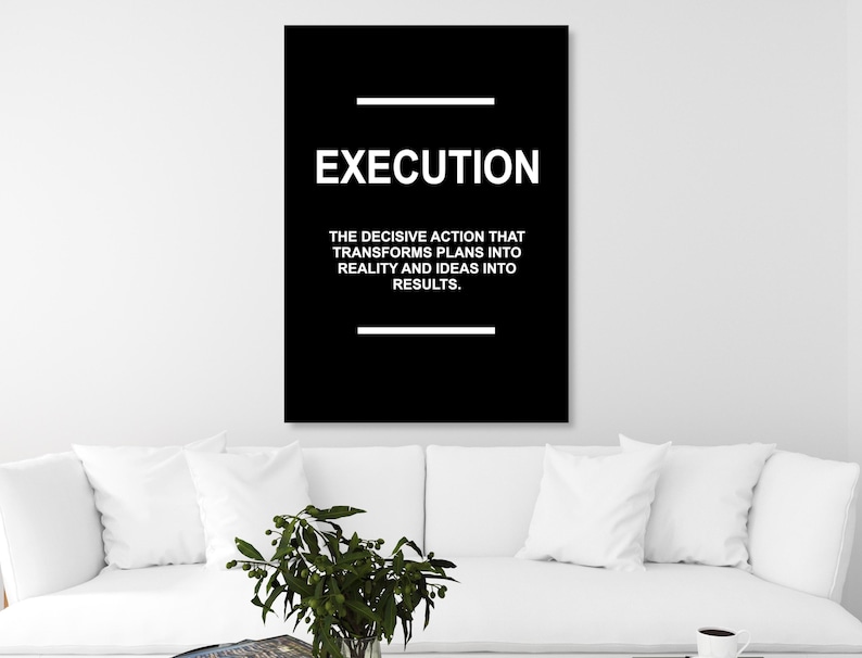 Execution Definition Motivational Wall Art Canvas Modern Office Decor ...