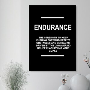 Endurance Definition Canvas Print, Motivational Office Wall Art - Etsy