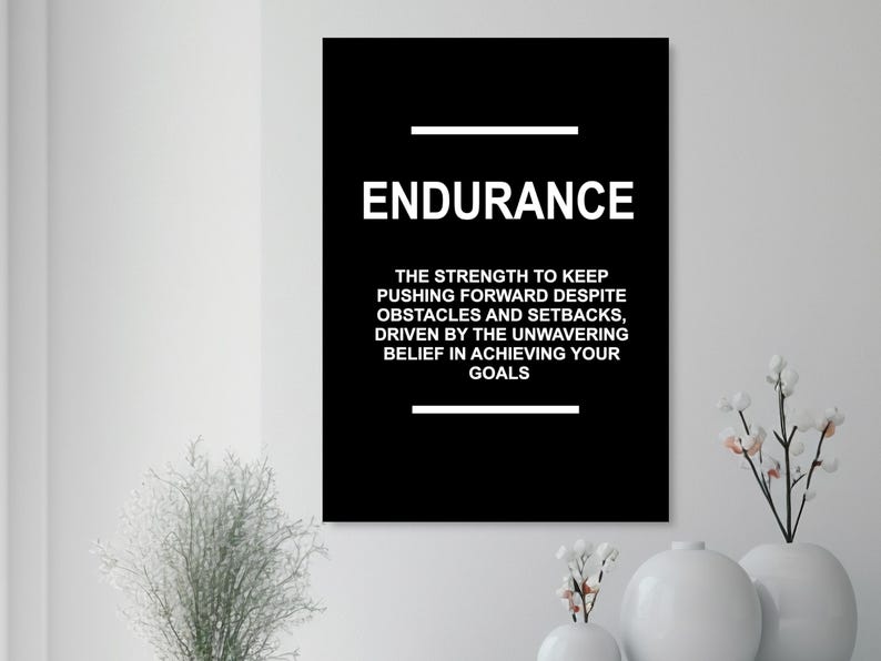 Endurance Definition Motivational Wall Art Canvas Modern Office Decor ...