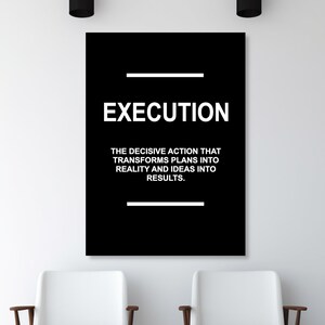 Execution Definition Motivational Wall Art Canvas Modern Office Decor ...