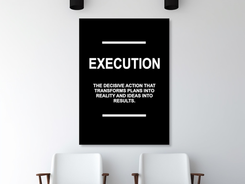 Execution Definition Motivational Wall Art Canvas Modern Office Decor ...