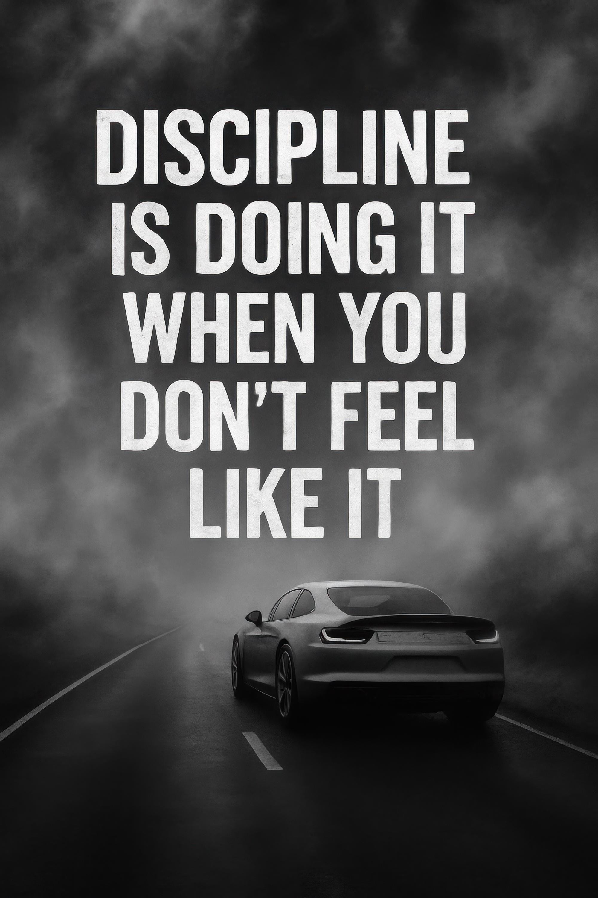 Discipline Quote Poster | Foggy Road Car Art, Motivational Office Decor ...