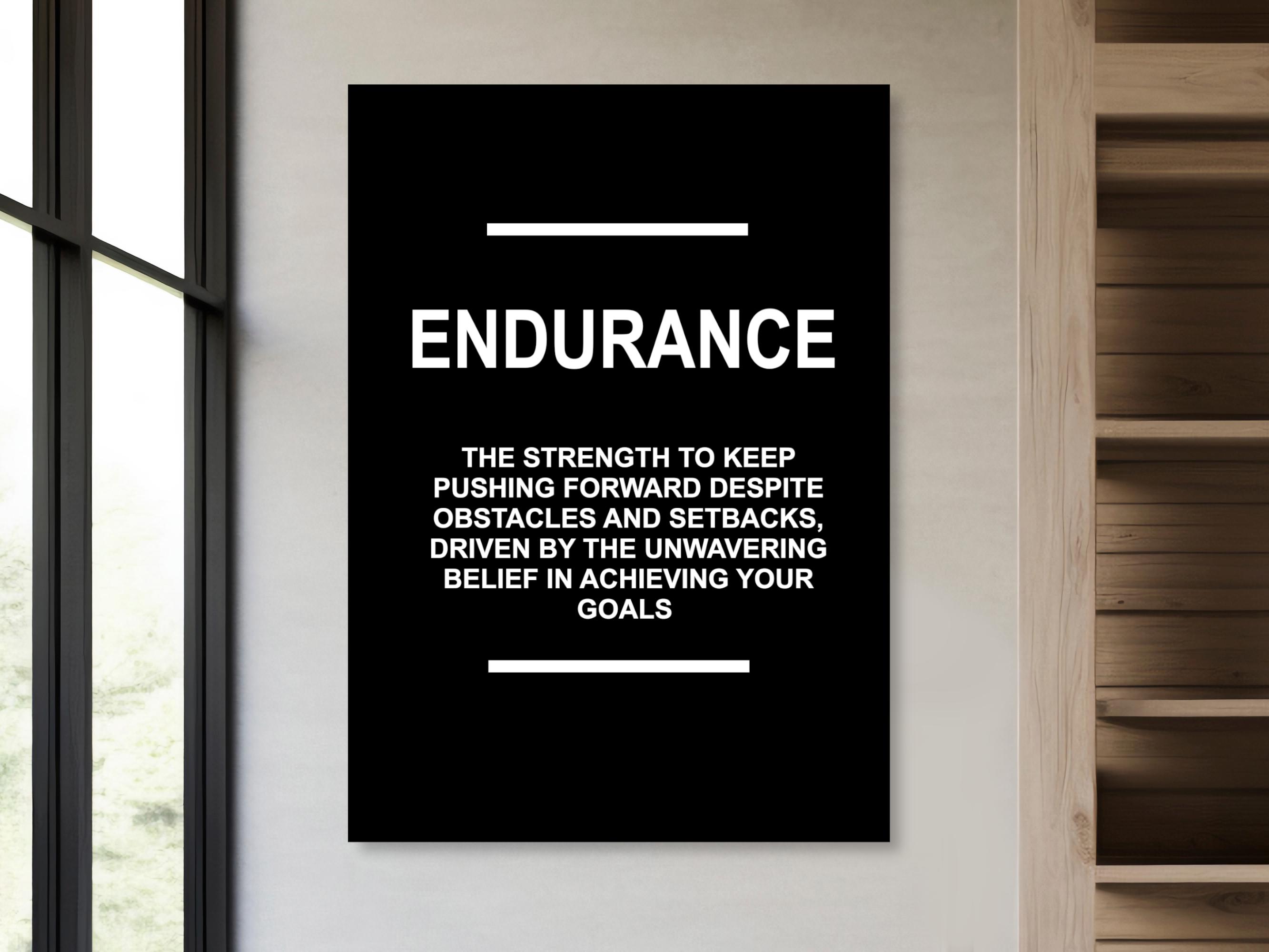 Endurance Definition Motivational Wall Art Canvas Modern Office Decor ...