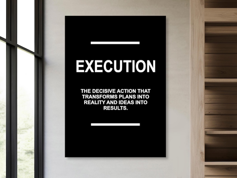 Execution Definition Motivational Wall Art Canvas Modern Office Decor ...