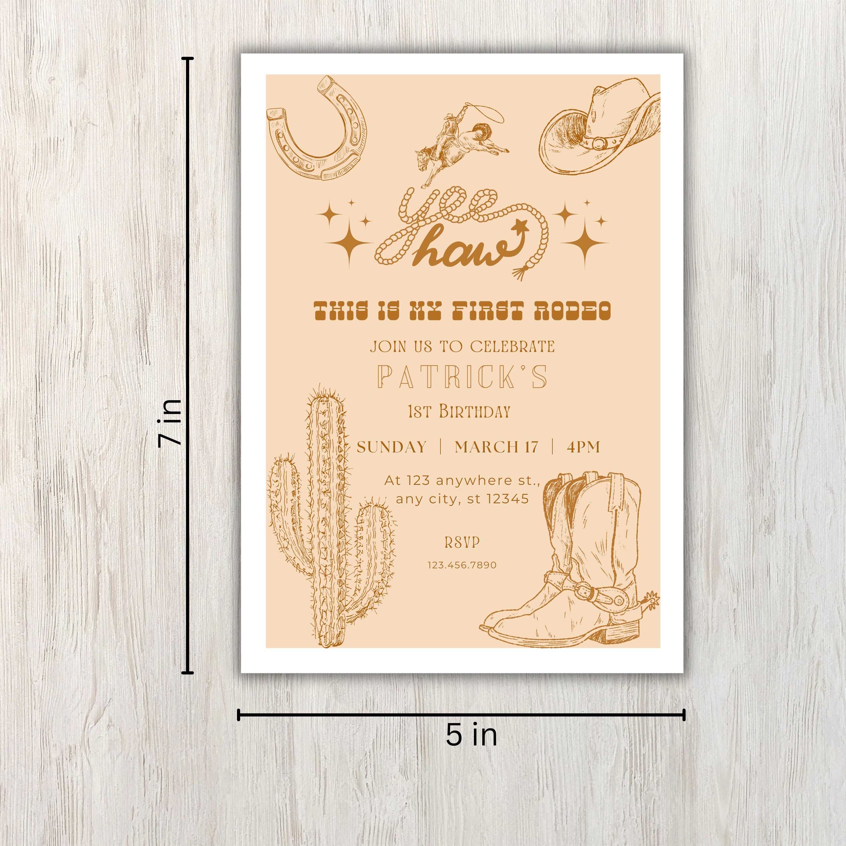 First Birthday Invitation Template Retro Cowboy Invitation Template ...