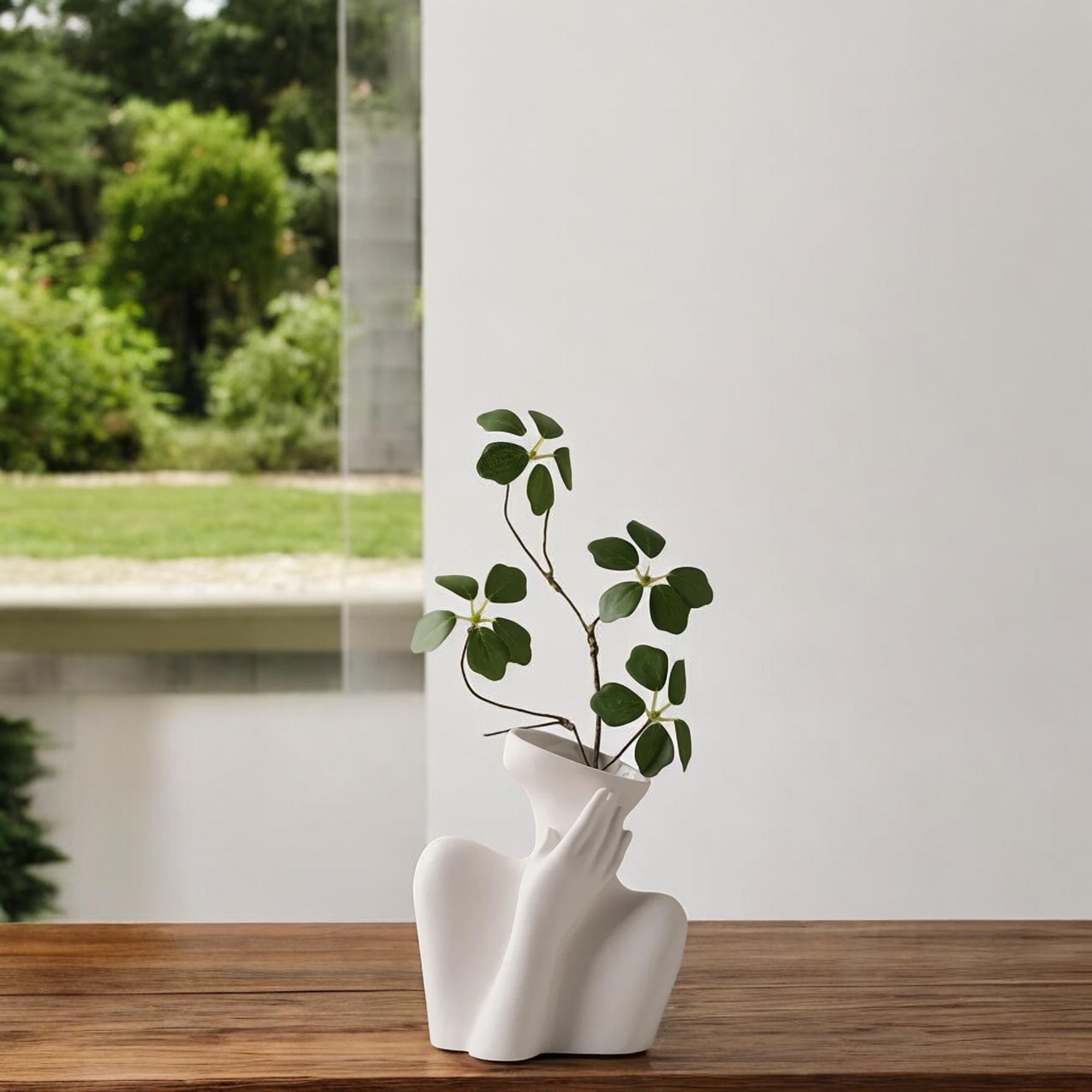 Ceramic Human Body Art Flower Vase Cortaderia Selloana Container Nordic ...