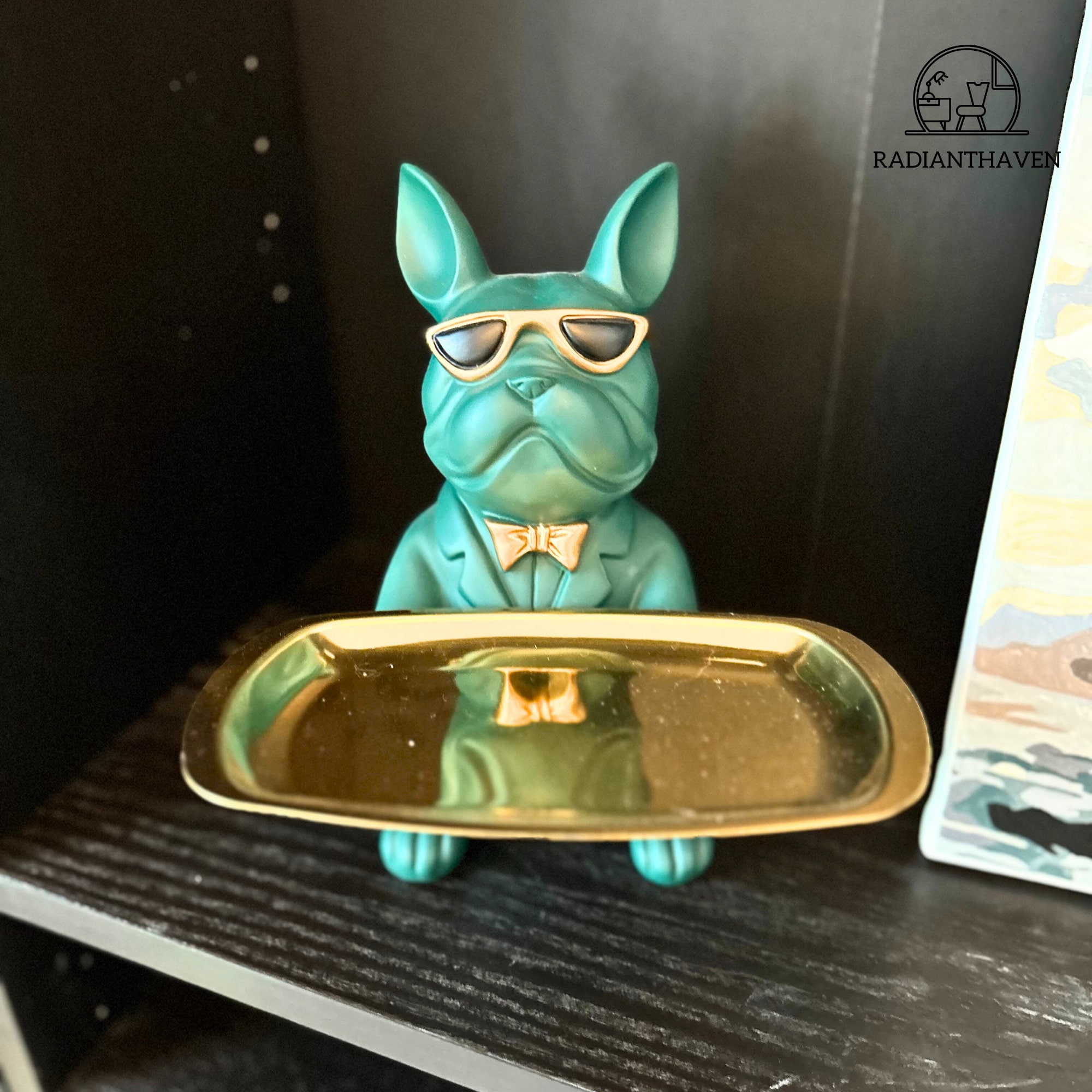 Resin Bulldog Statue With Two Storage Trays, Strange Key Holder Set ...
