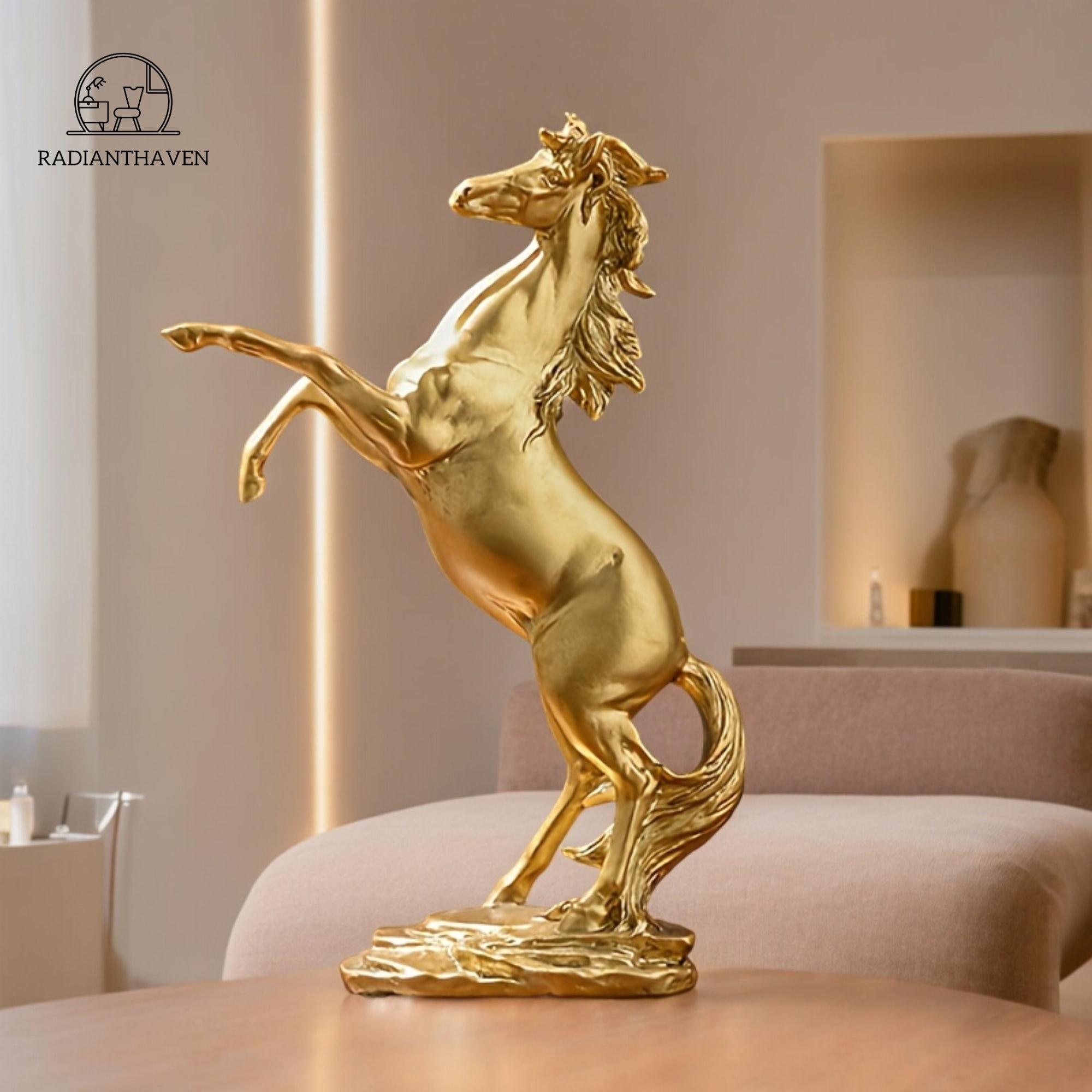Elegant Gold Rampant Horse Statue Horse Sculpture Horse Statue Animal ...